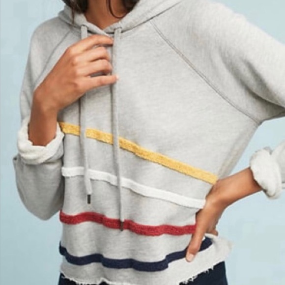 Sundry | Tops | Anthropologie Sundry Chenille Striped Cropped Hoodie ...